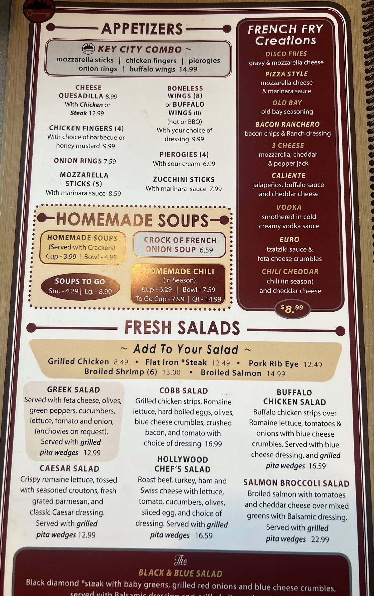 Menu at Key City Diner restaurant, Phillipsburg
