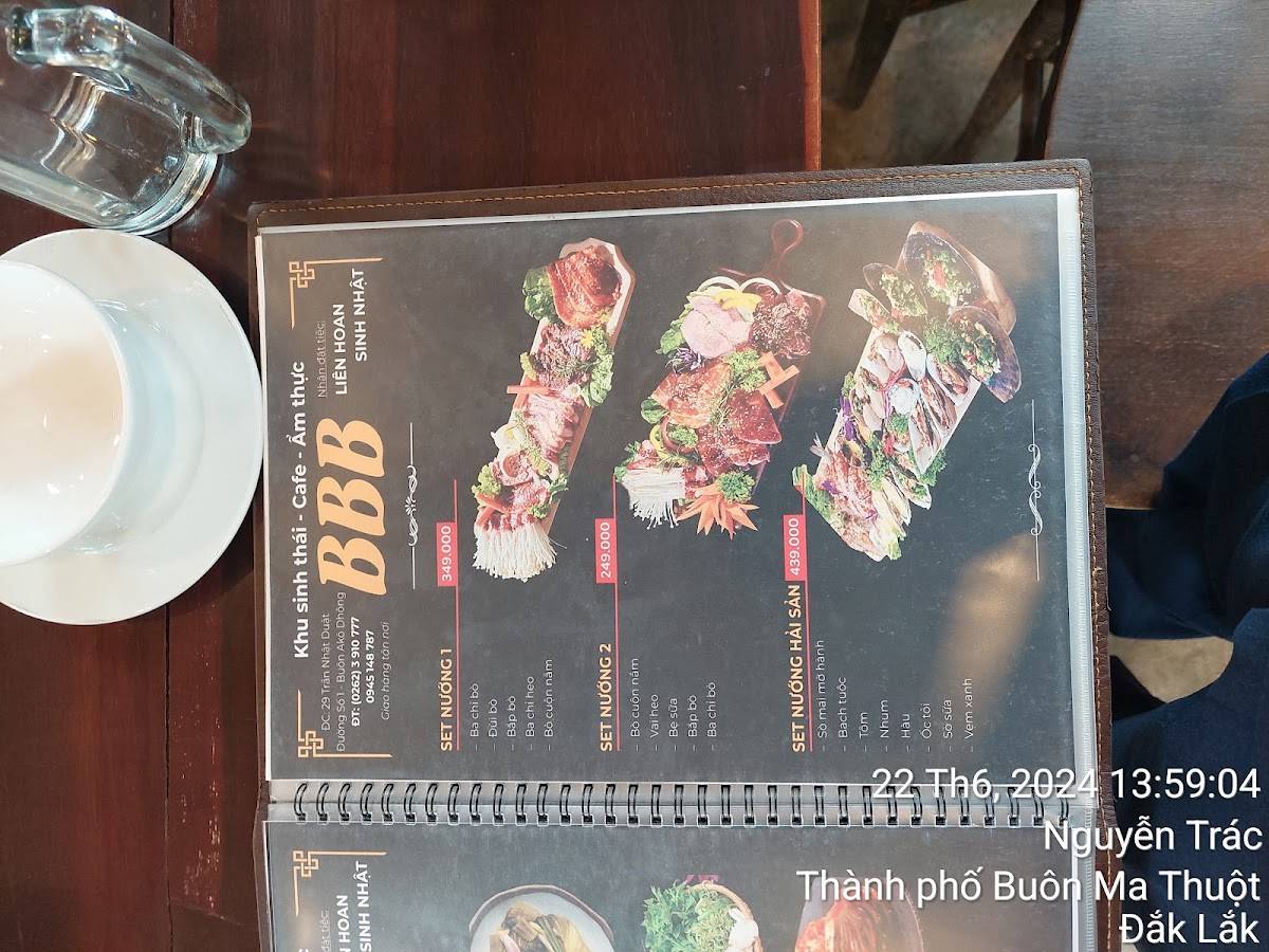 Menu at Khu Sinh Thái - Cafe - Ẩm Thực BBB, Buon Ma Thuot
