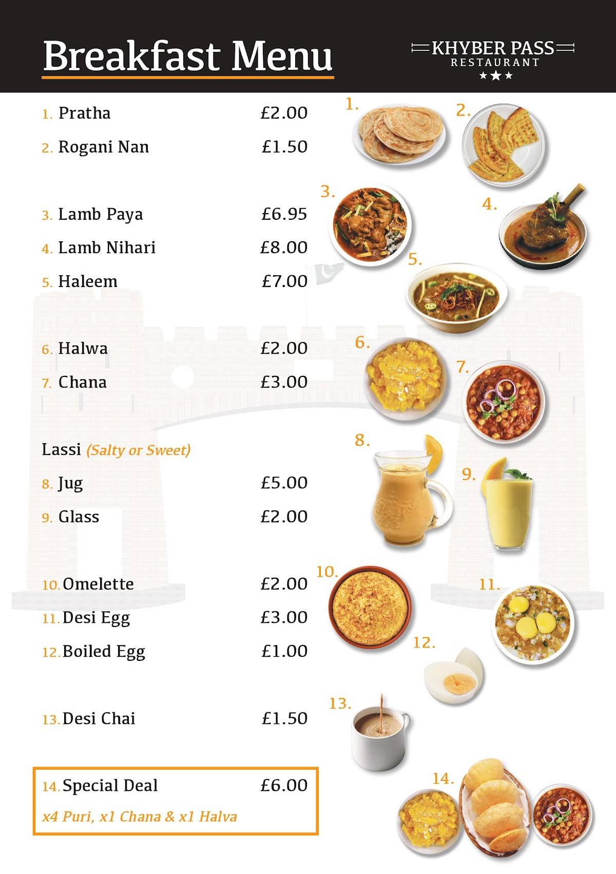 Menu at Khyber Pass Restaurant, Glasgow
