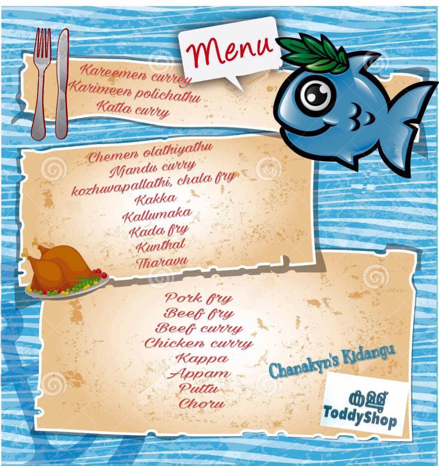 Menu at Chanakyans Kidangu Toddy Shop, Ernakulam