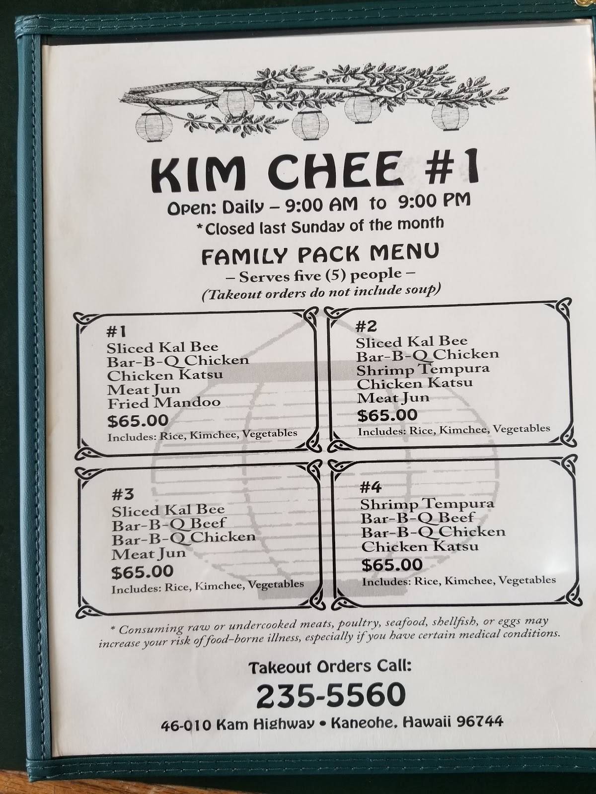 Menu at Kim Chee 1 Restaurant, Kaneohe, 46-010 Kamehameha Hwy