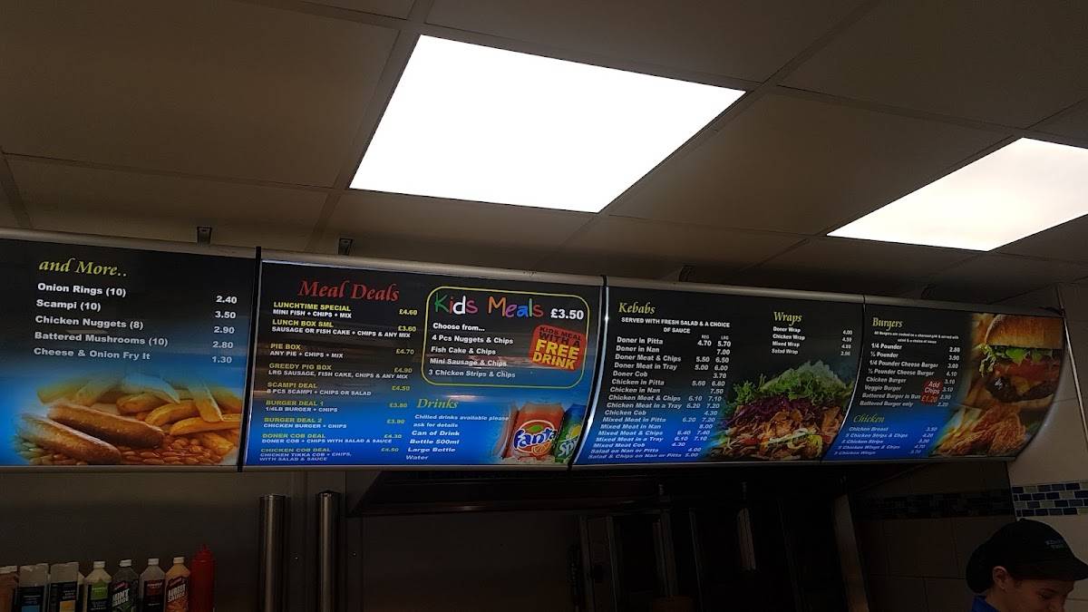 Menu at Kimberley Fish Bar, Nottingham