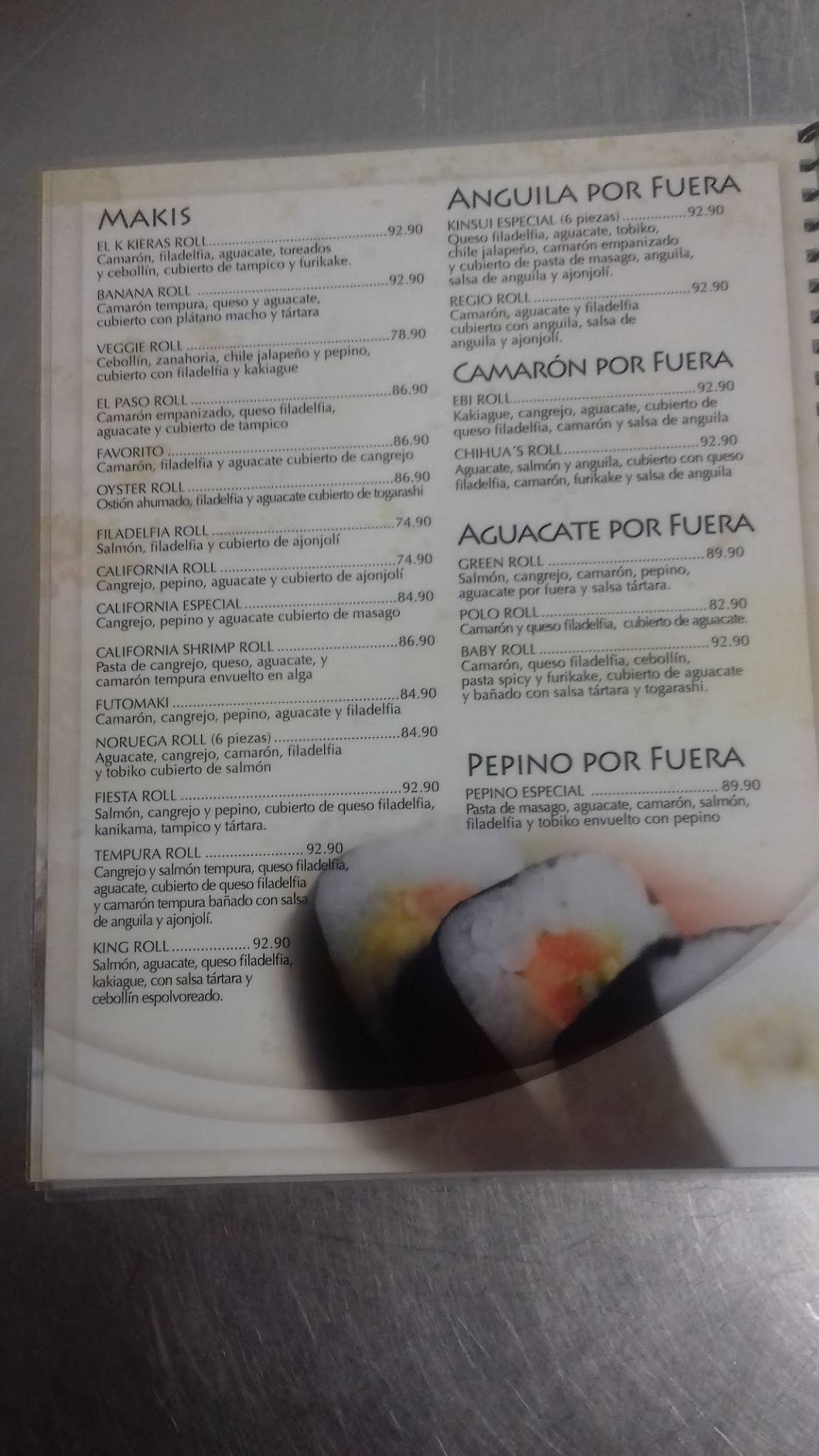 Menu at Kinsui Sushi Express restaurant, Ciudad Juarez