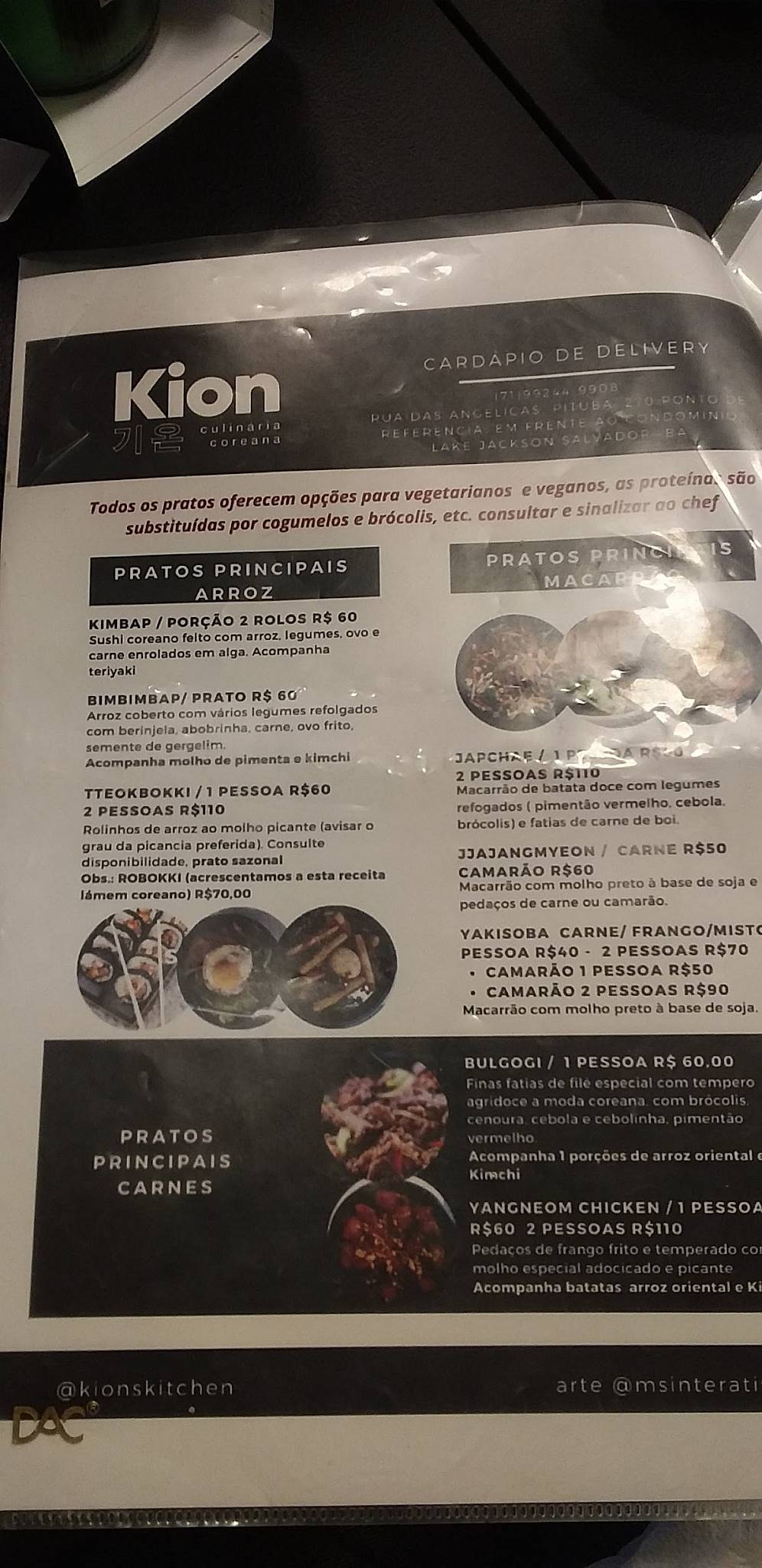 Menu em Kion Korean Cuisine restaurante, Salvador