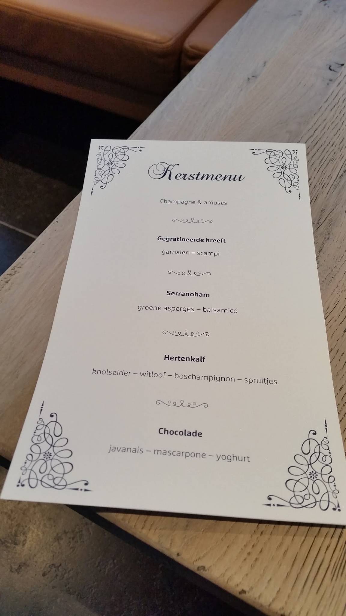 Menu at Klavervier, Lennik