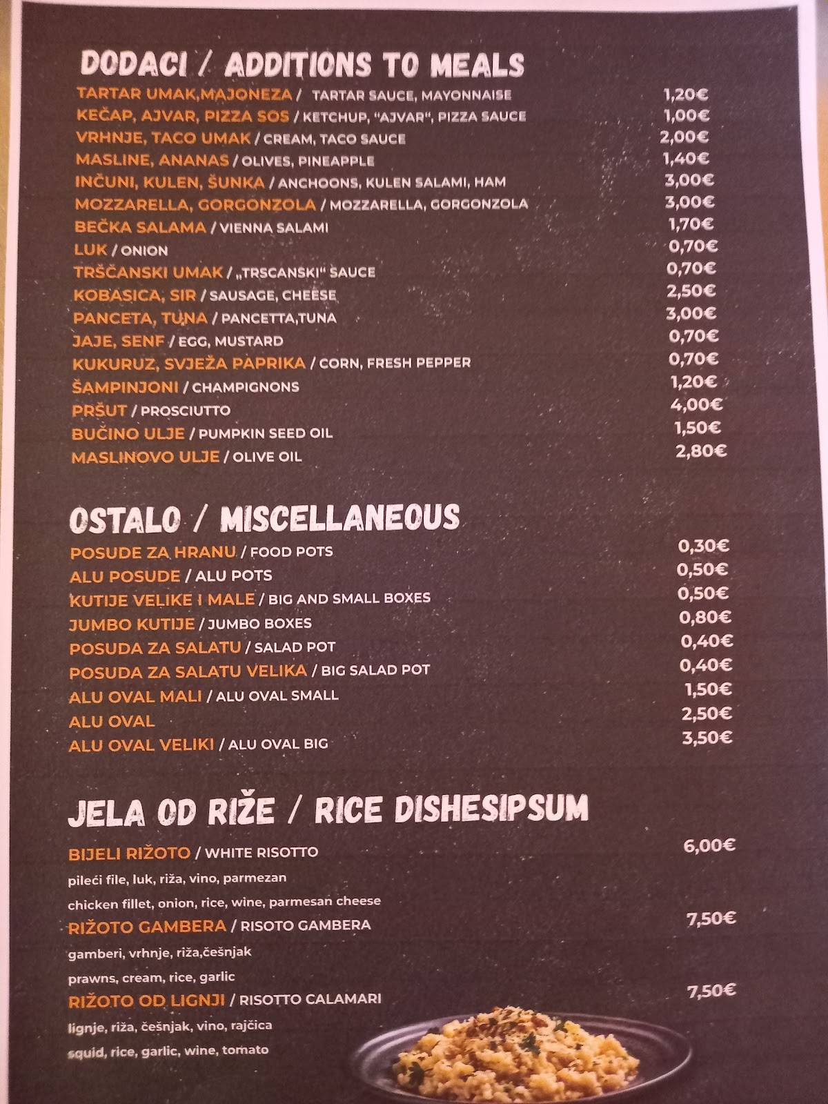Menu at Pivnica i Pizzeria "JENKI", Ključ