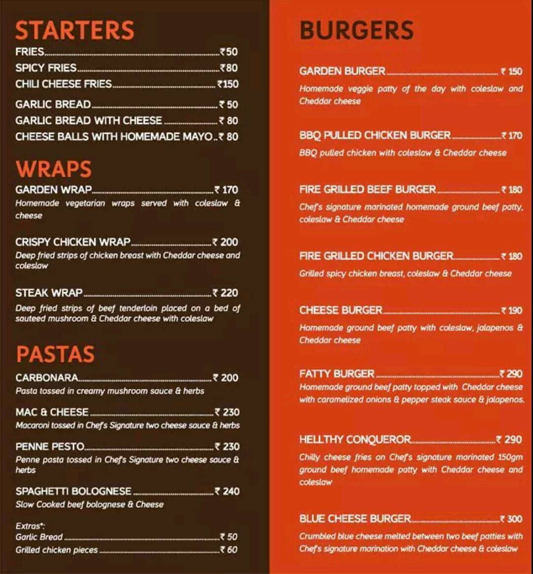 Menu at GRILL LAB, Kochi