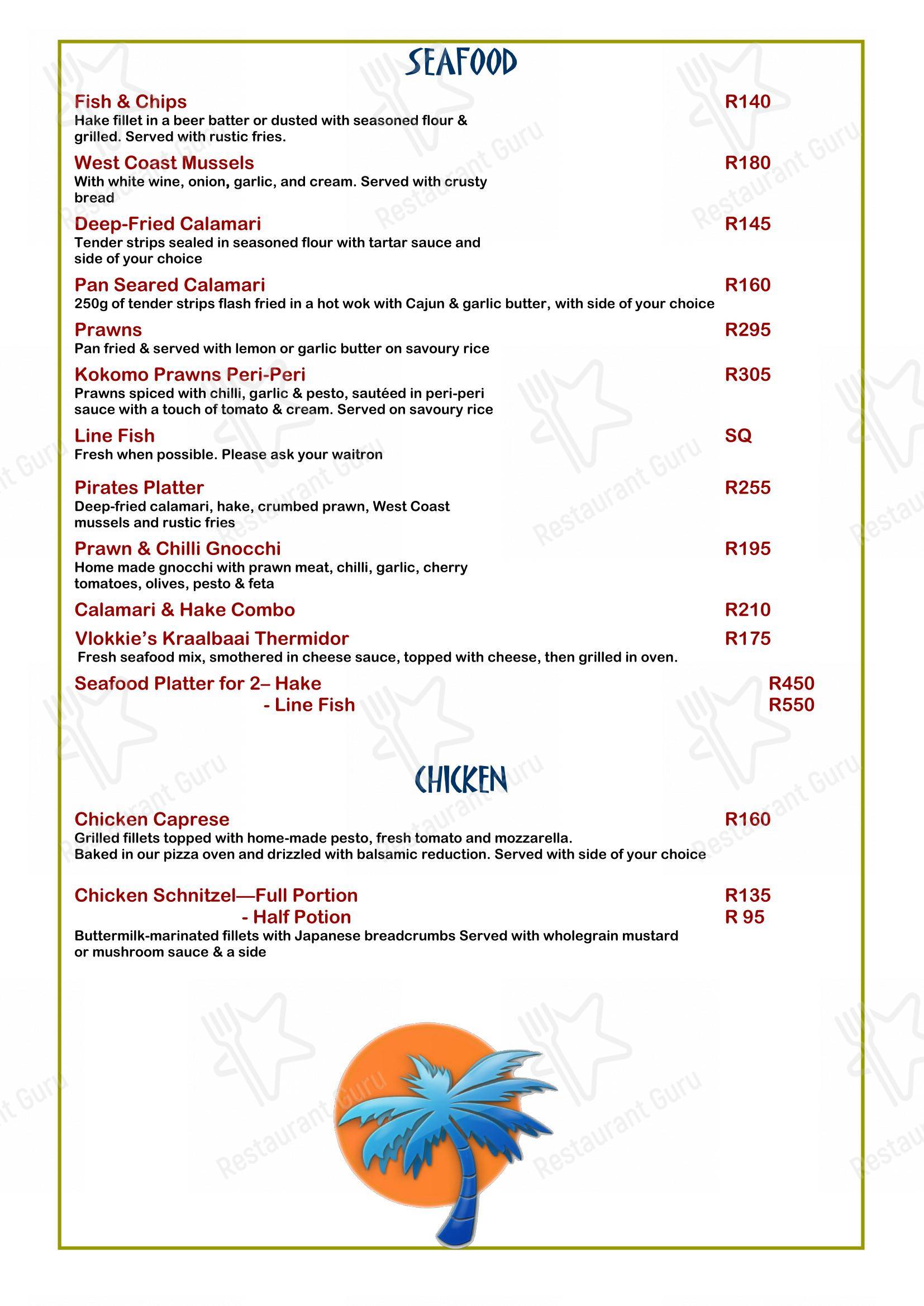 Menu at Kokomo Beach Bar & Restaurant, Langebaan