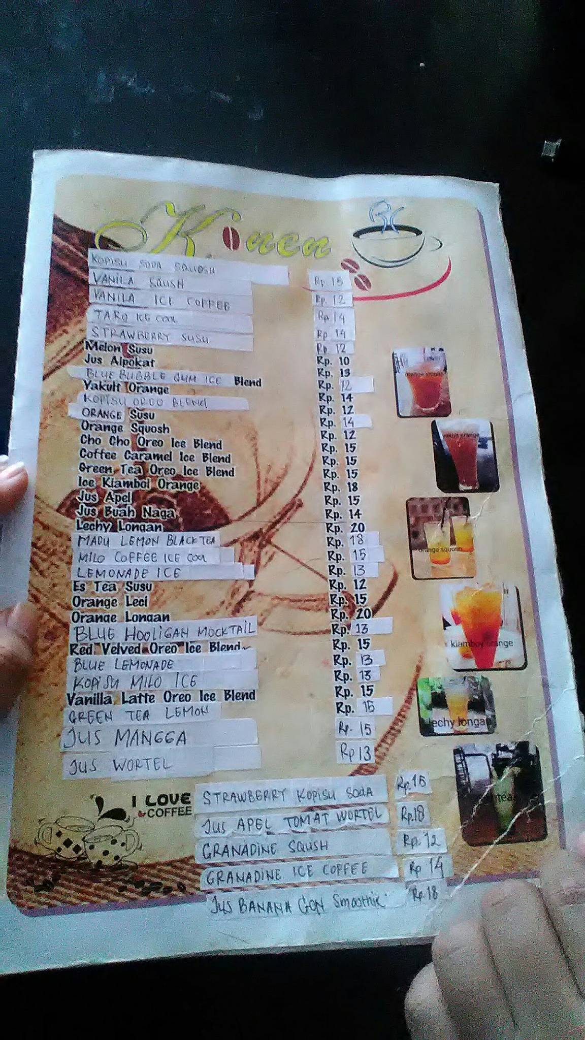 Menu at Konen Kopi Tiam cafe, Puput