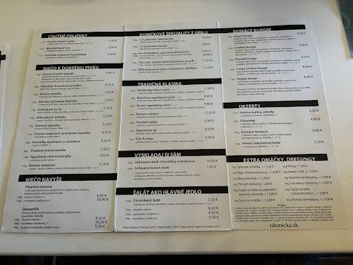Menu at Koníček restaurant, Žilina, Slnečné námestie 3472