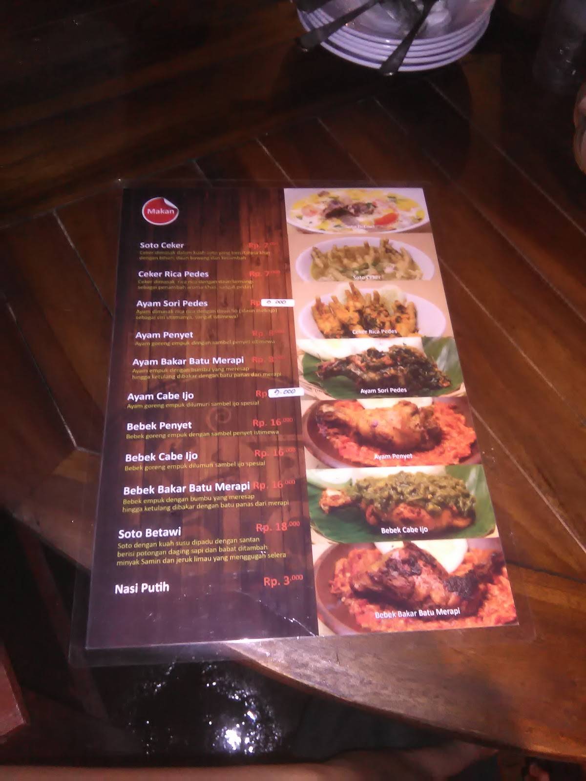 Menu at Kopi Telo cafe, Wedomartani