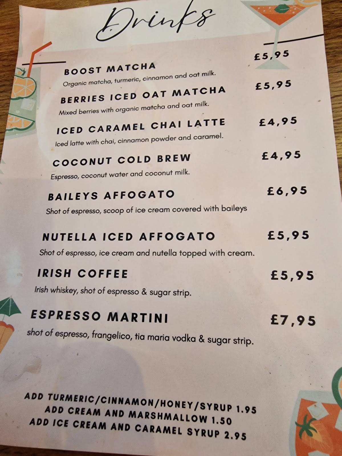 Menu at Kozzy Cafe, London