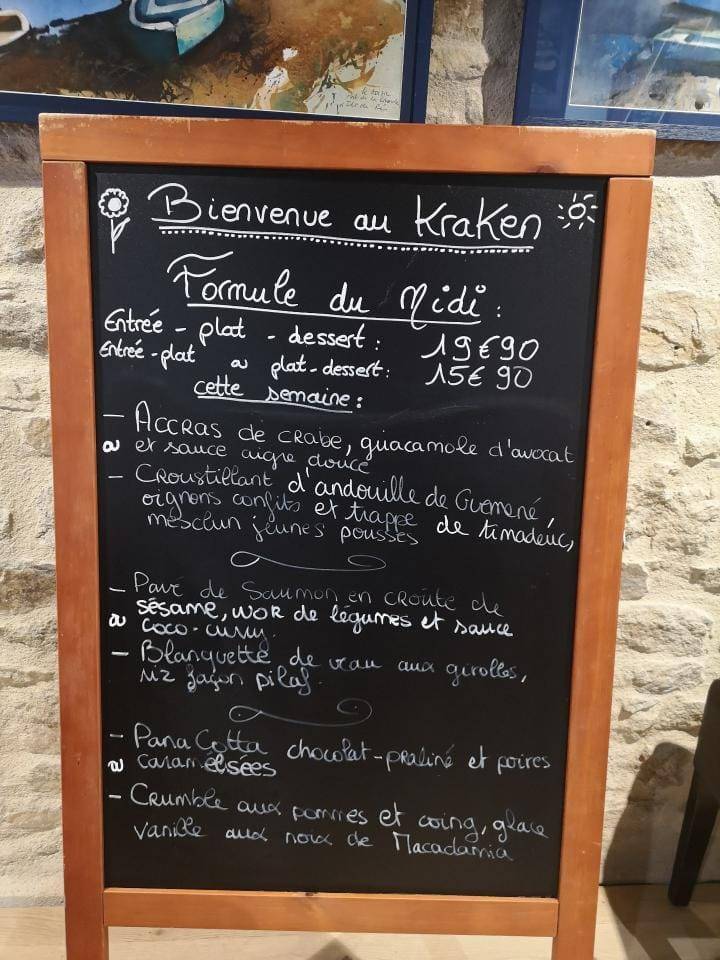 Menu au Kraken Le Bono restaurant, Bono