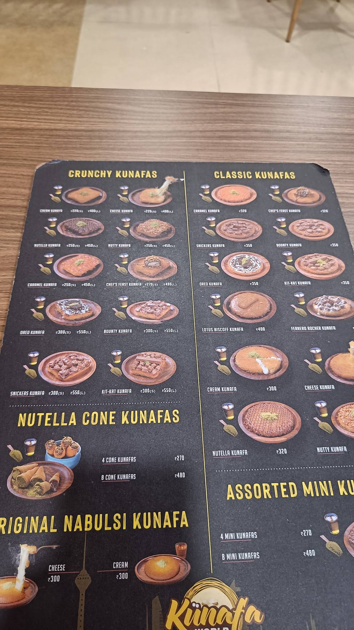 Menu at Kunafa World, Kozhikode