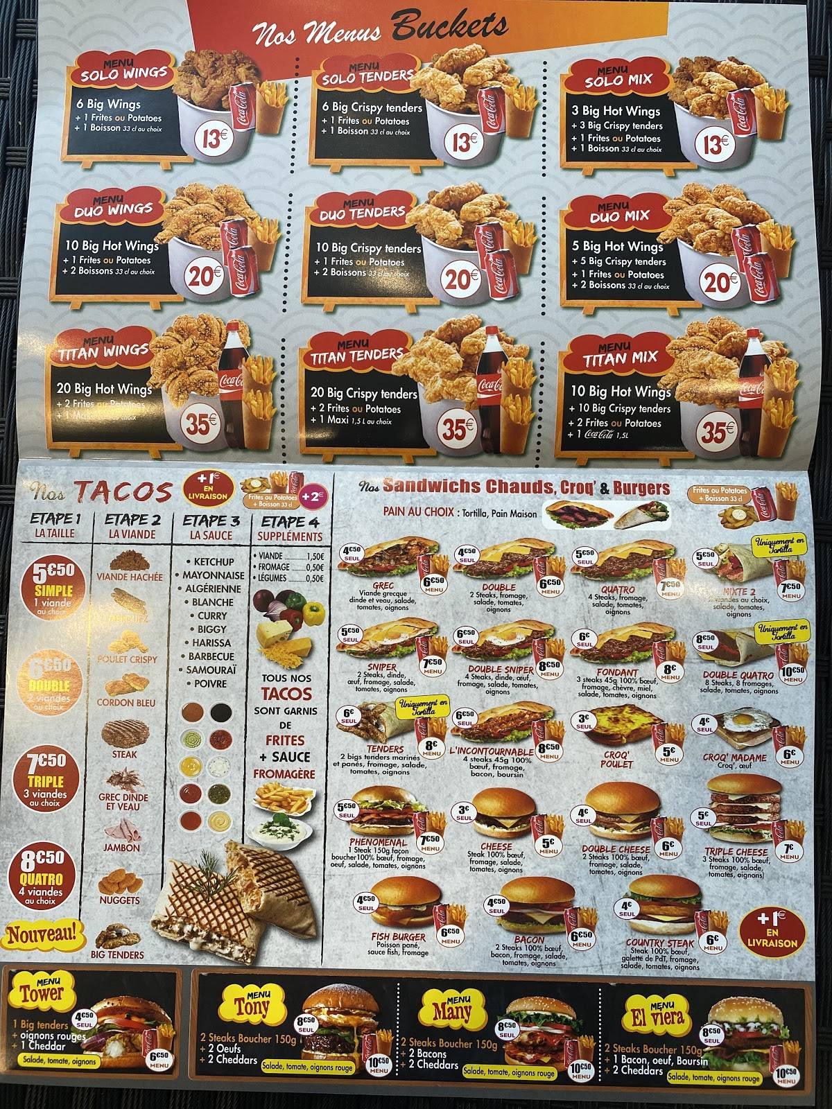 Menu au LA FAMILIA BIS restaurant, Versailles