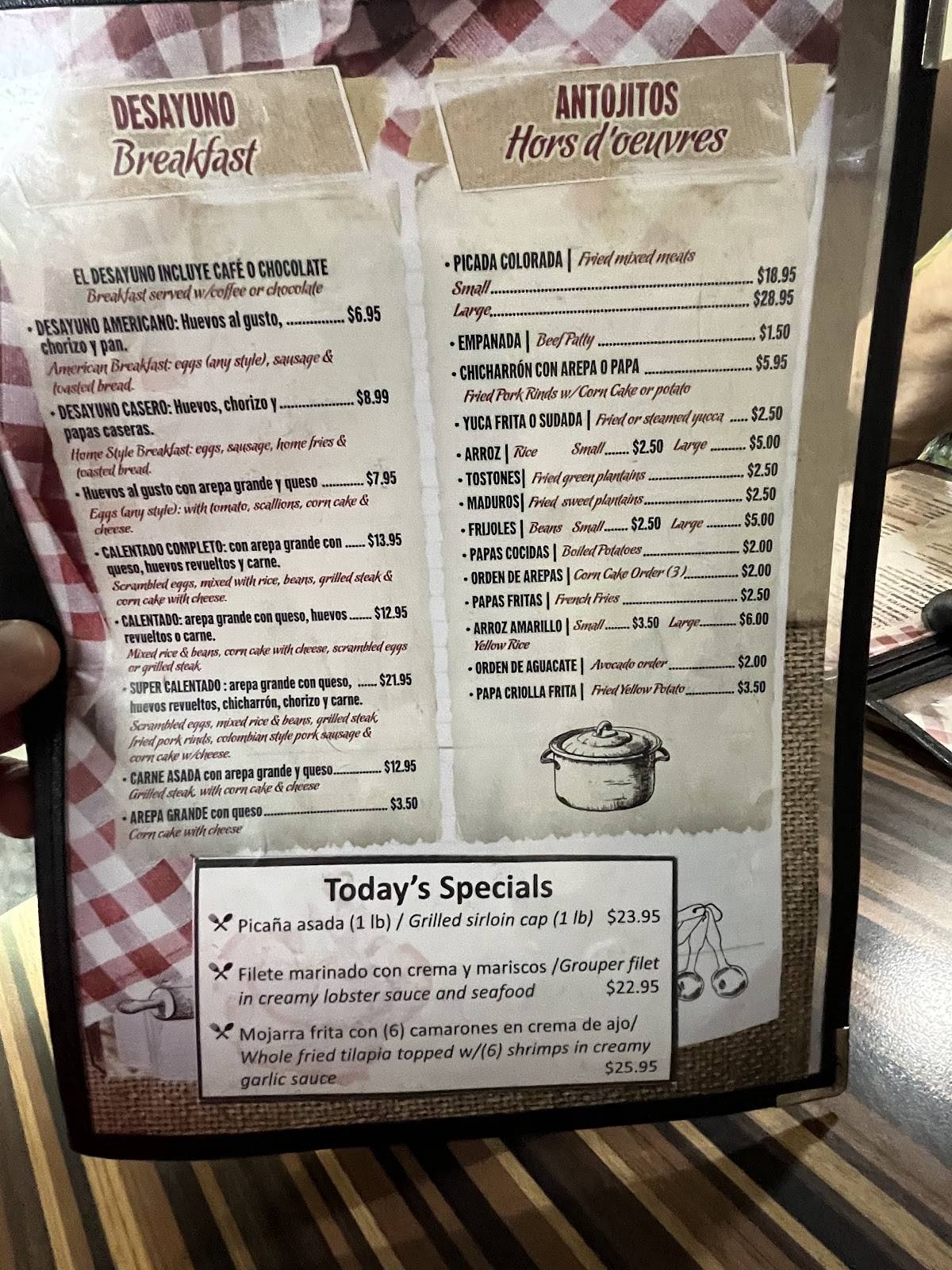 Carta del restaurante LA POLLERA COLORADA CLEARWATER, Clearwater