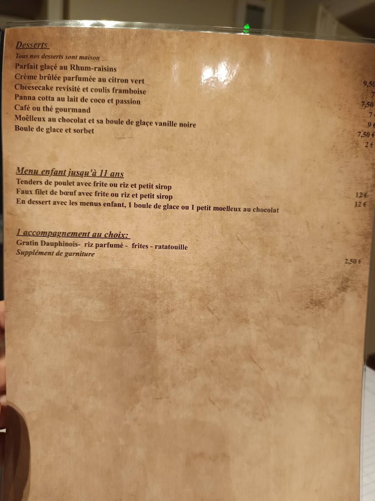 Menu au L'Auberge de la Roche restaurant, Marsac-sur-Don, Étang de la Roche