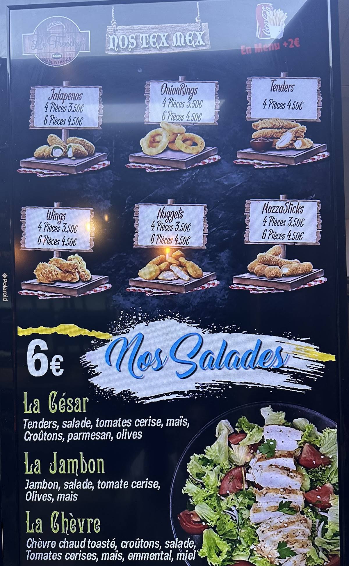 Menu au LE FRENCHY restaurant, Chantilly