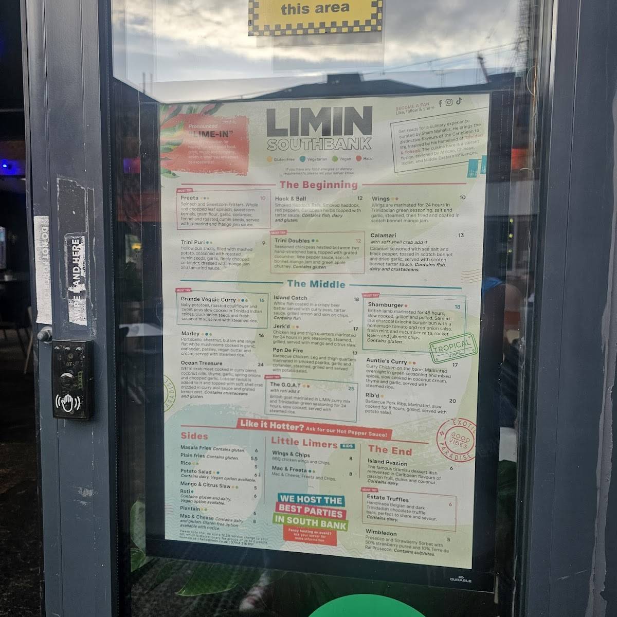 Menu at LIMIN SOUTHBANK restaurant, London