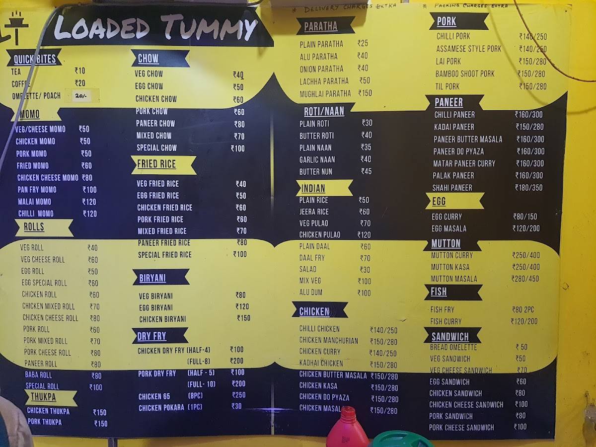 Menu at LOADED TUMMY, No.1 Bonda Grant, 5RHF+6XJ