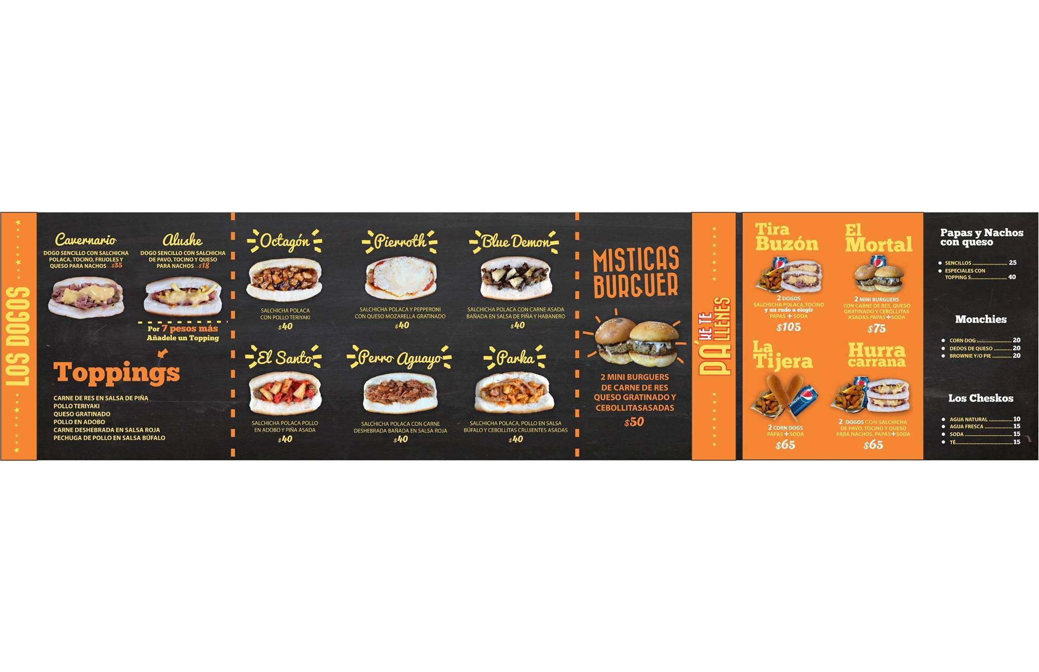 Carta del restaurante LOS RUDOS HOT DOGS, Ensenada