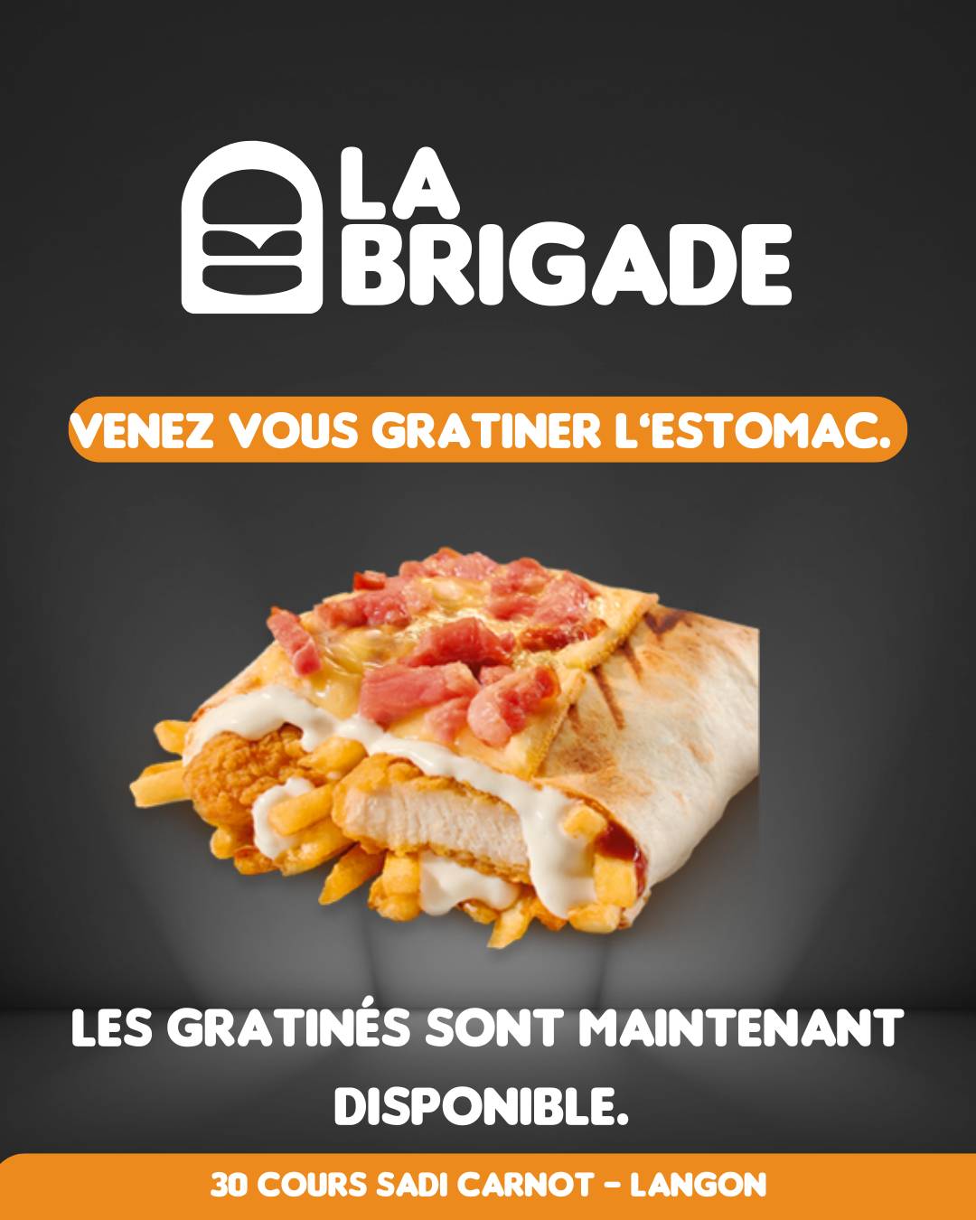 Menu at La Brigade restaurant, Langon