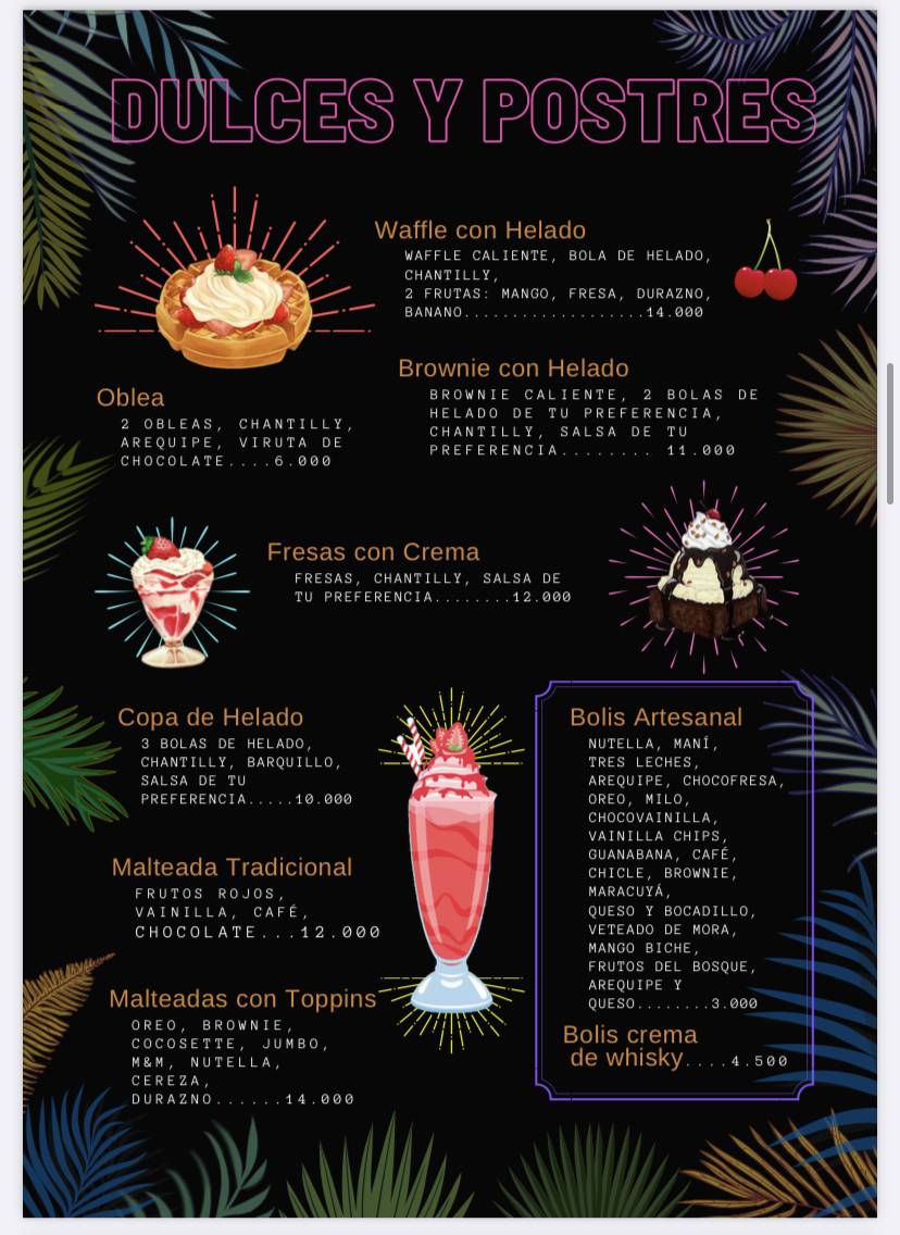Carta de La CORPO, Café & Pub, Marinilla