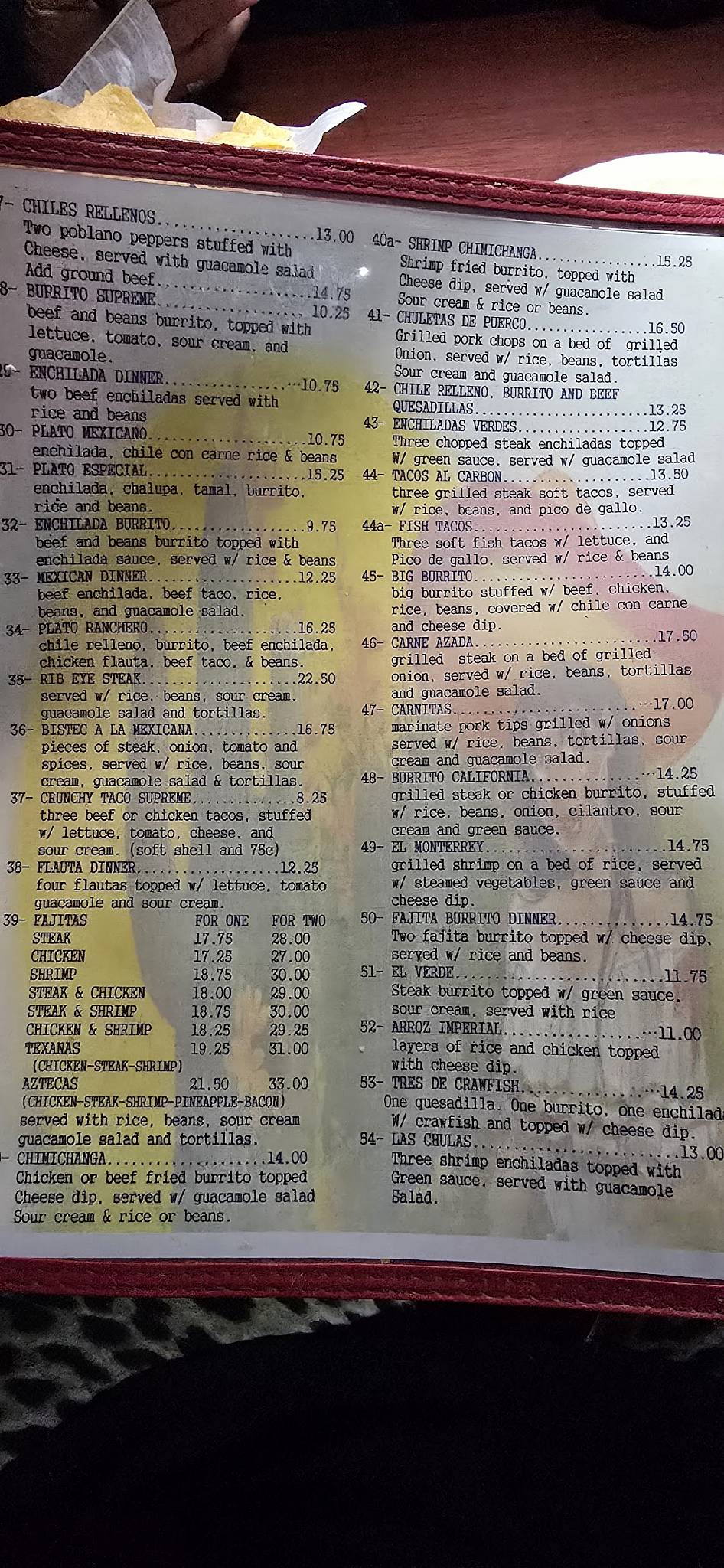 Menu at La Chula Mexican Restaurant, Bay Saint Louis, 829 US-90