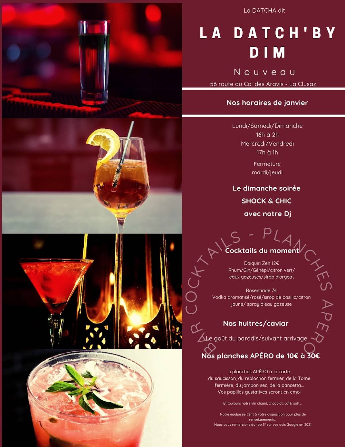 Menu at La Datch' by Dim pub & bar, La Clusaz