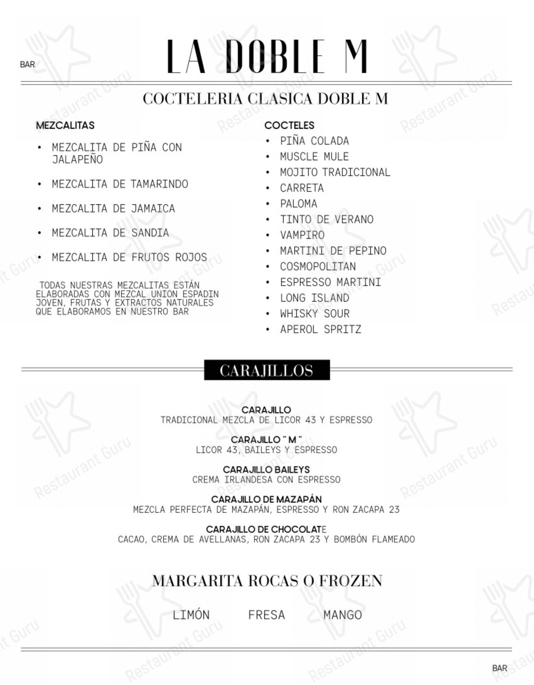Menu at La Doble M Restaurant & Bar, McAllen