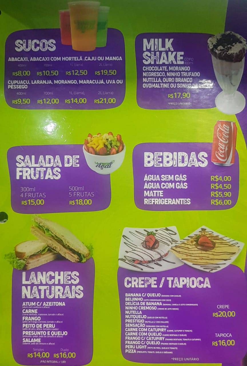 Menu em La Fruta Açaí Leblon pub & Bar, Rio de Janeiro