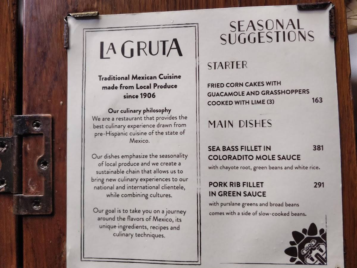 Carta del restaurante La Gruta Teotihuacan, San Juan Teotihuacan del ...