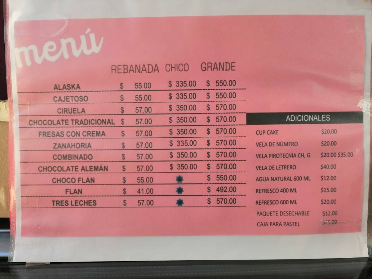 Carta de La Guapa Pastelería, Los Mochis