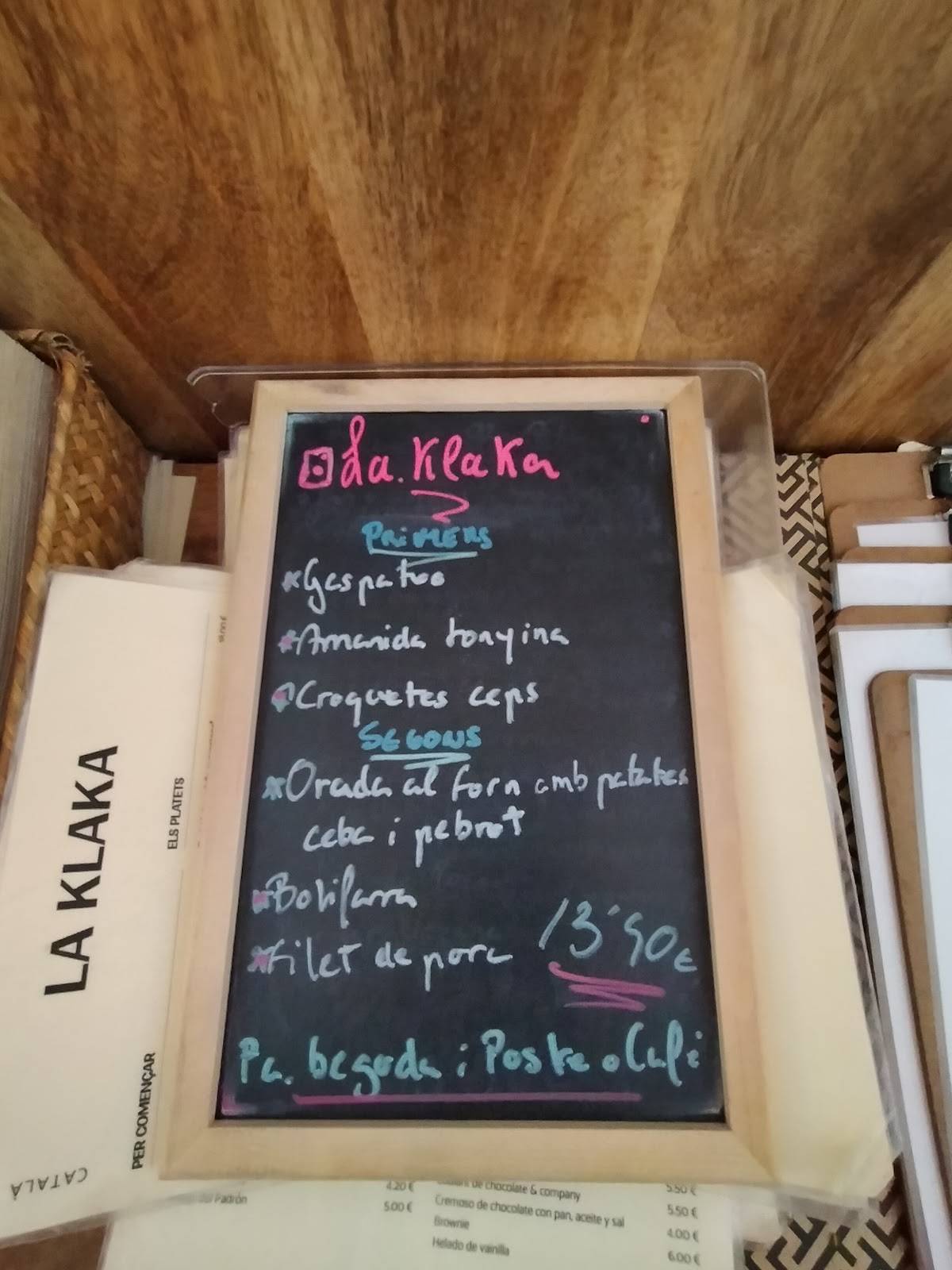 Carta del pub y bar La Klaka, Barcelona