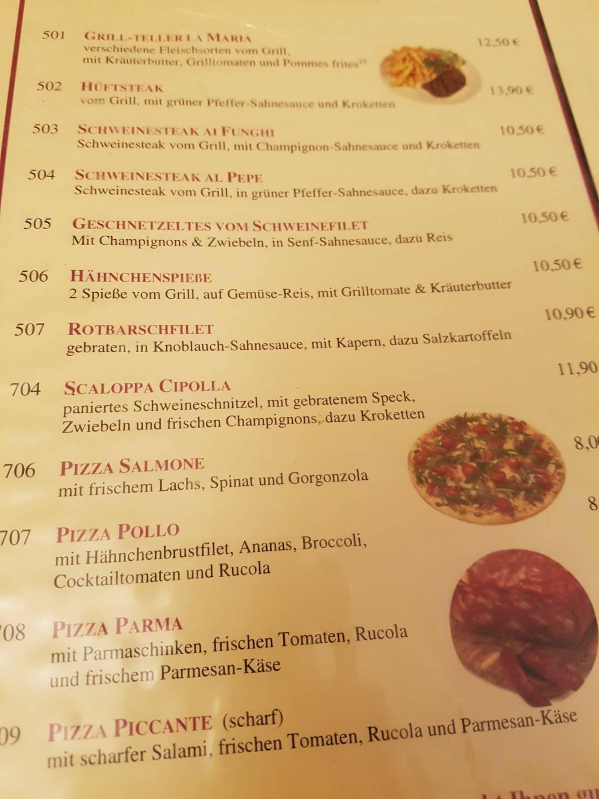 Speisekarte von La Maria restaurant, Berlin