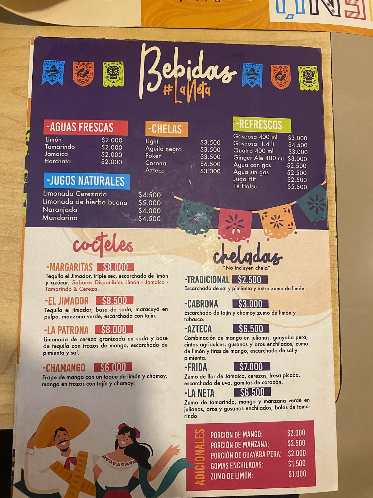 Carta del restaurante La Neta, Barrancabermeja
