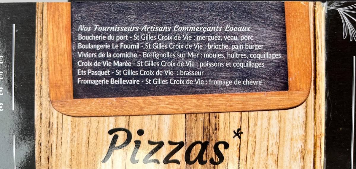 Menu au La Novità restaurant, Saint-Gilles-Croix-de-Vie