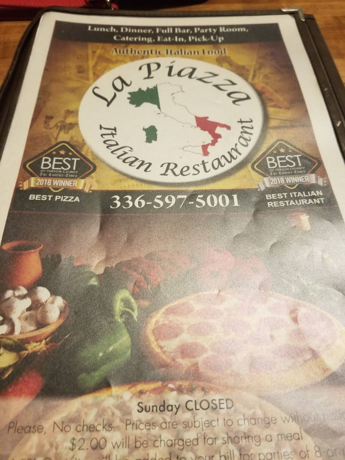 Menu at La Piazza Italian Restaurant & Bar, Roxboro