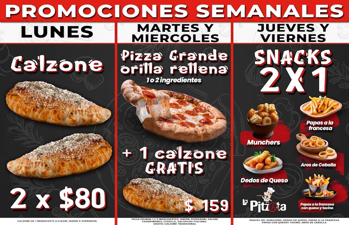 Menu at La Pitzota Suc. Miramar restaurant, Ciudad Madero