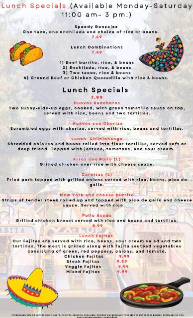 Menu at La Reina Mexican Grill #2 restaurant, Waverly