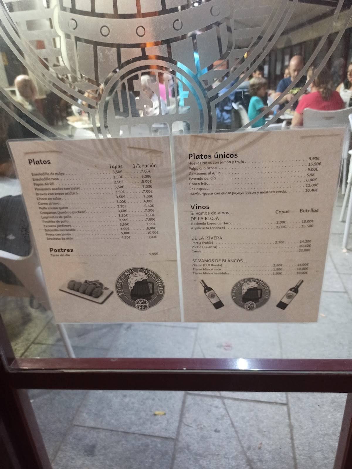 Carta de Restaurante café Bar La Ruleta, San Fernando