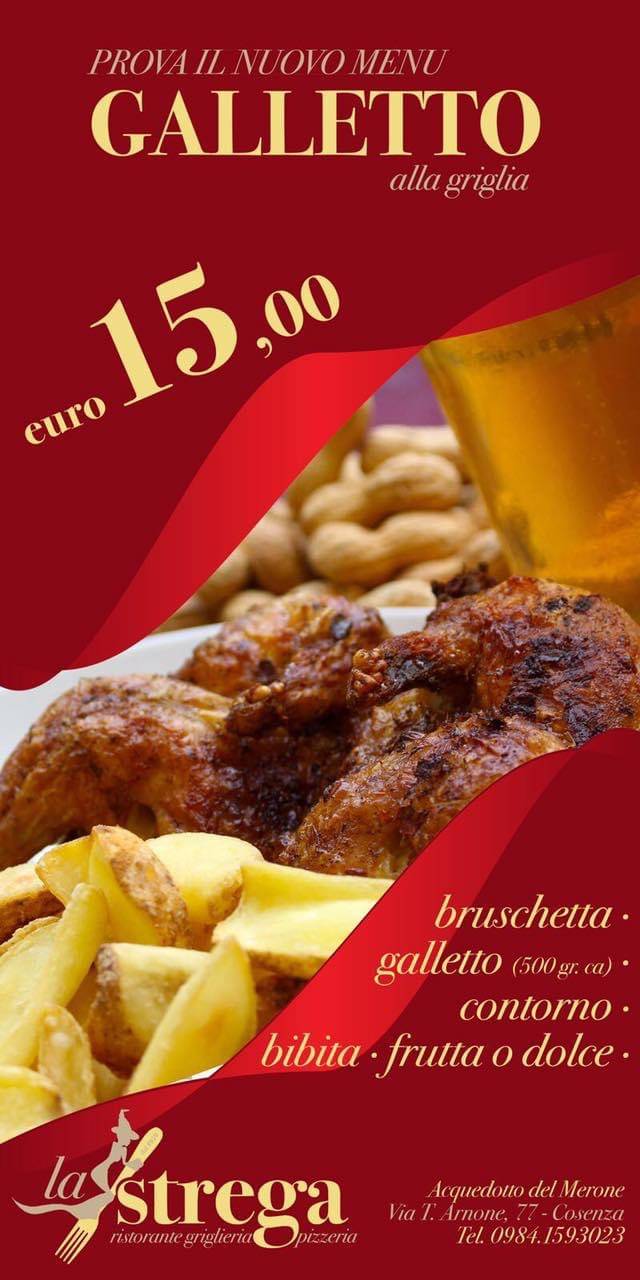 Menu da La Strega ristorante, Cosenza