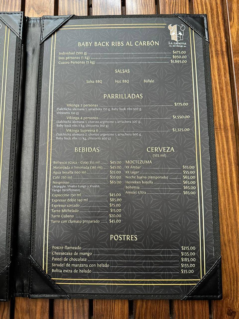 Carta del restaurante La Taberna del Vikingo, Ciudad del México, Av. División del Nte. 4199-D