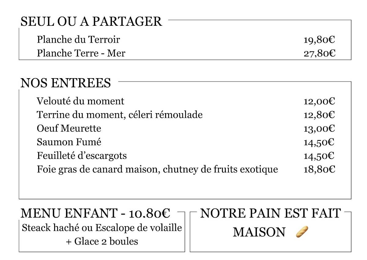 Menu au La Table de Malroy restaurant, Malroy