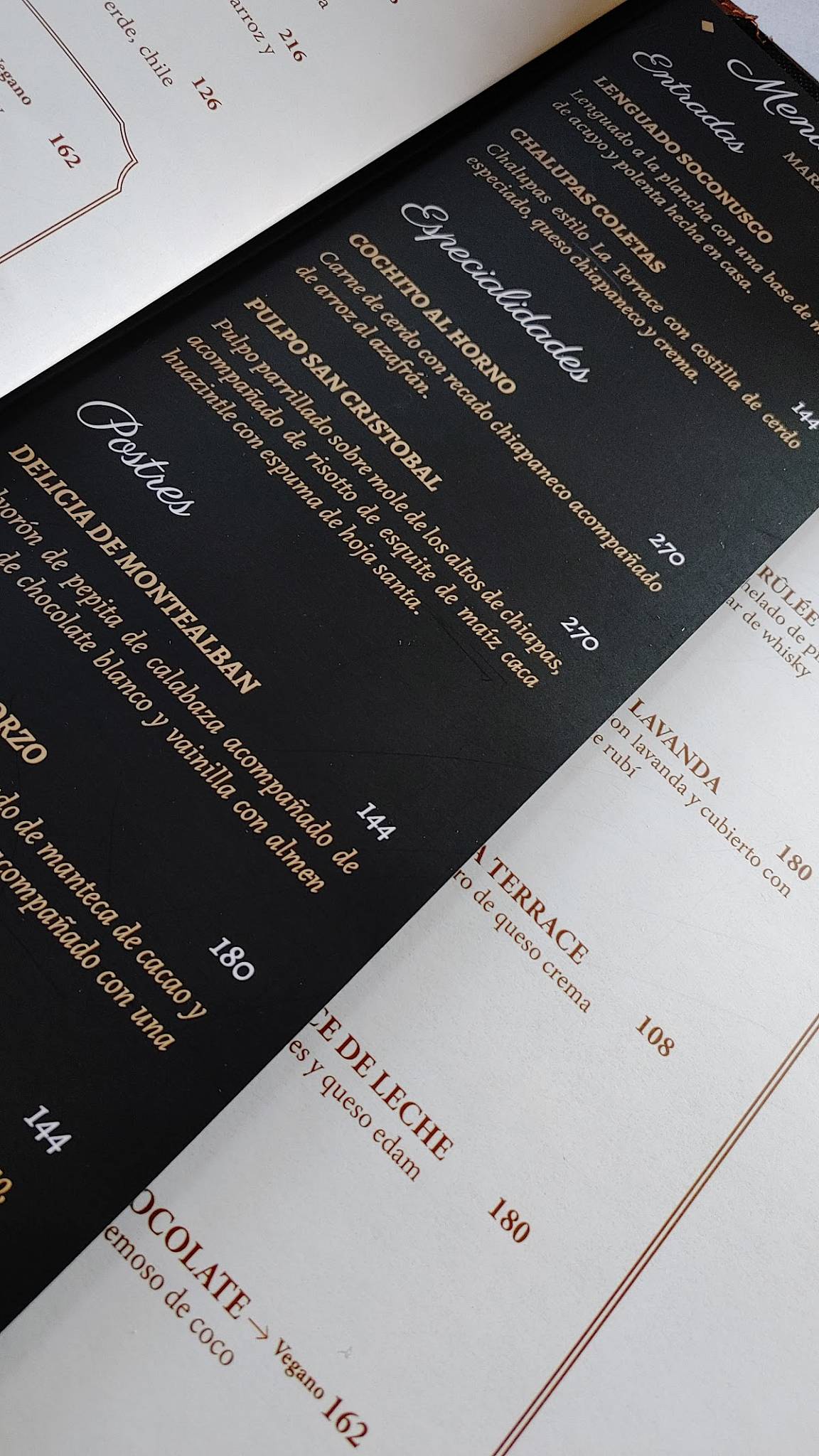 Carta del restaurante La Terrace by Canton, Cholula del Rivadabia