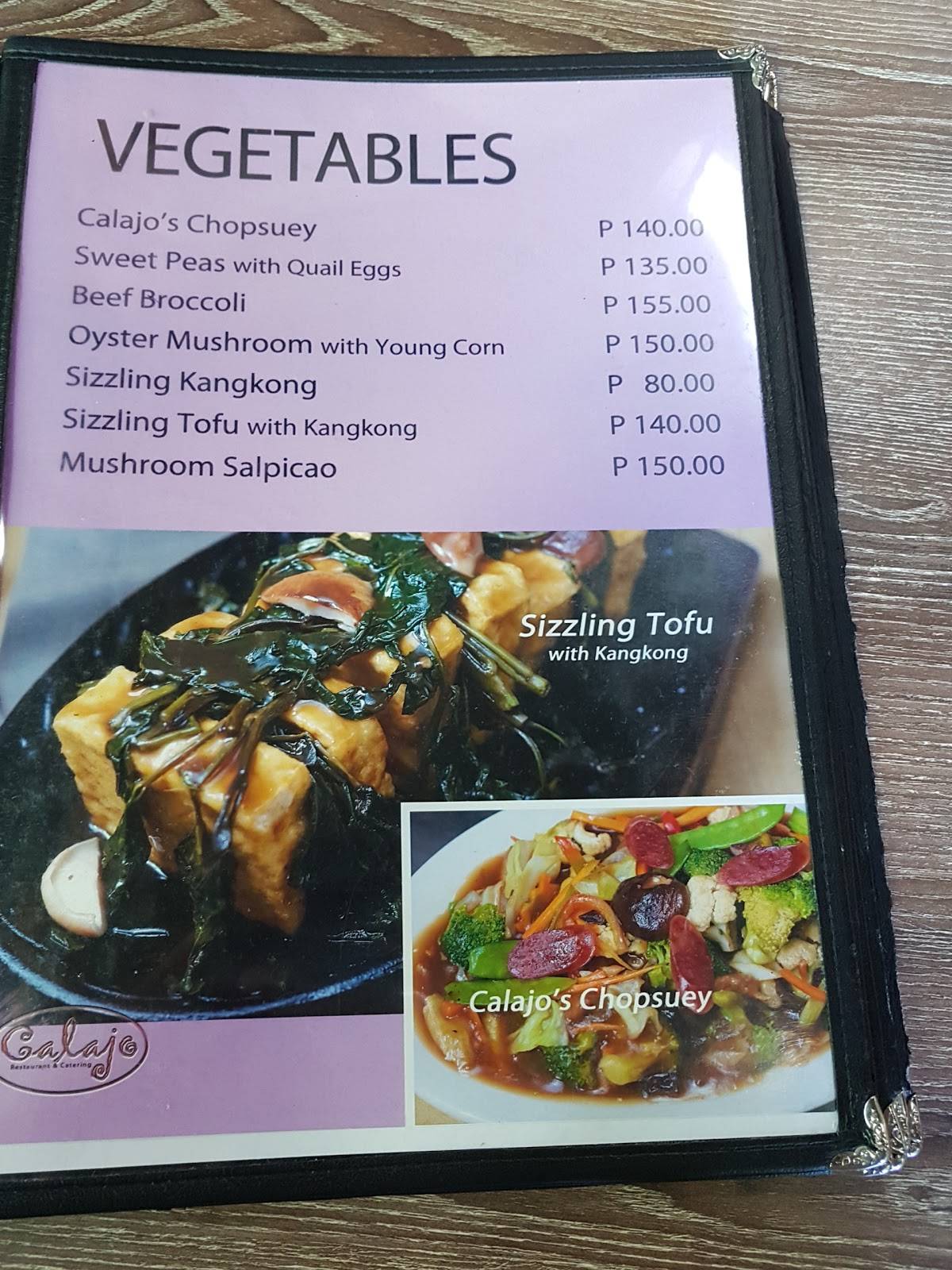 Menu at Calajo Resto restaurant, La Trinidad, FH4Q+JGP