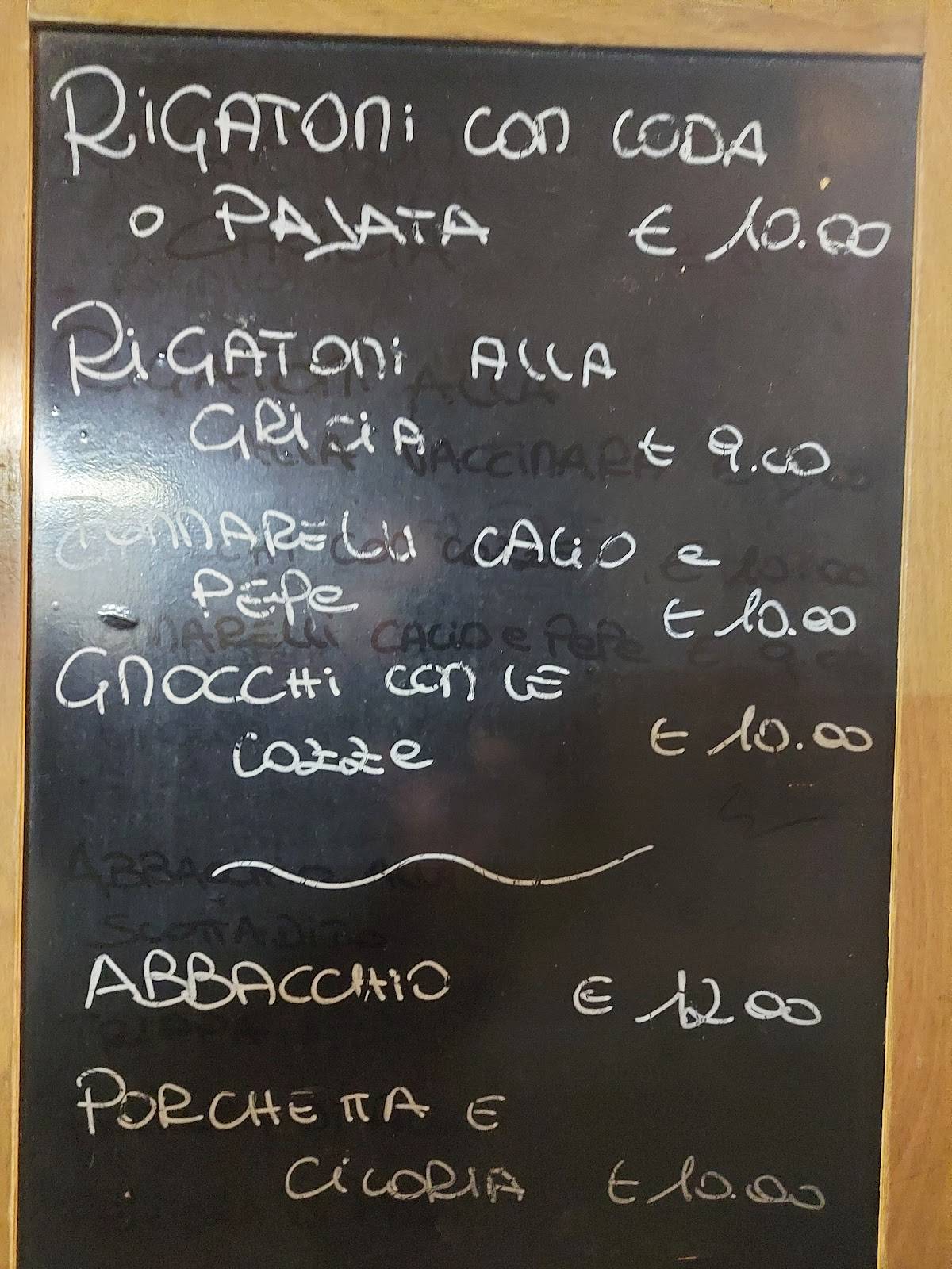Menu at La Vecchia Roma pizzeria, Rome, Via Leonina