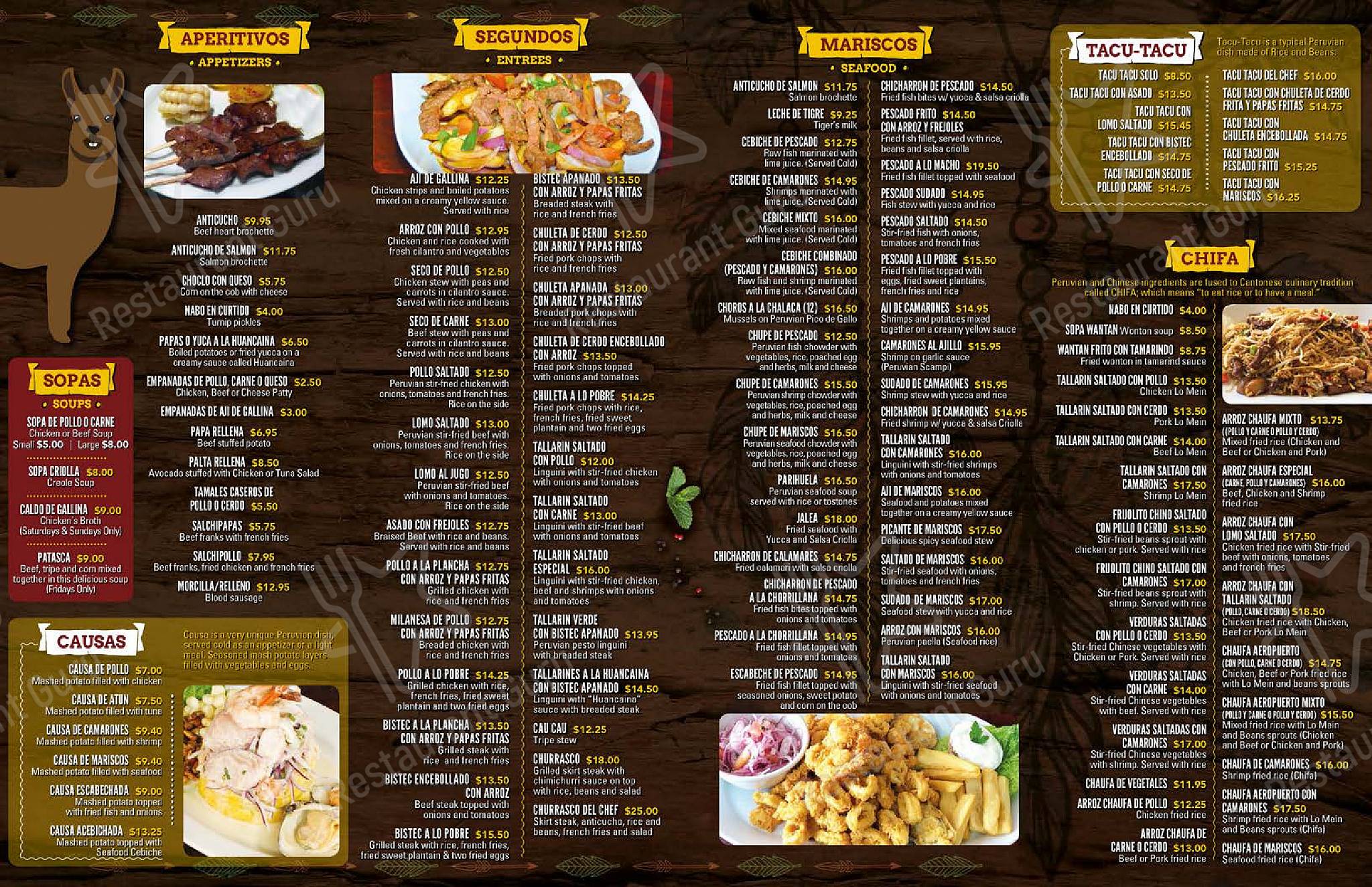Carta del restaurante La Casa Del Chef, Ridgefield Park