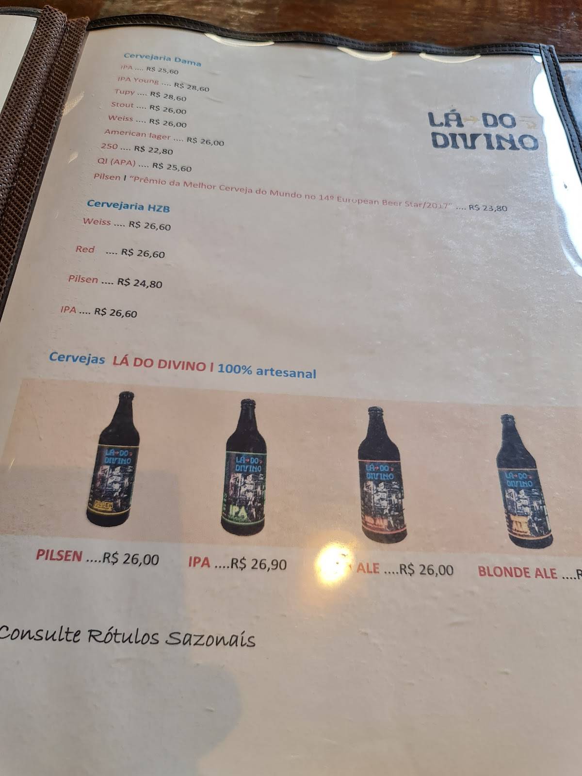 Menu em Lá do Divino restaurante, Águas de São Pedro, Av. Carlos Mauro