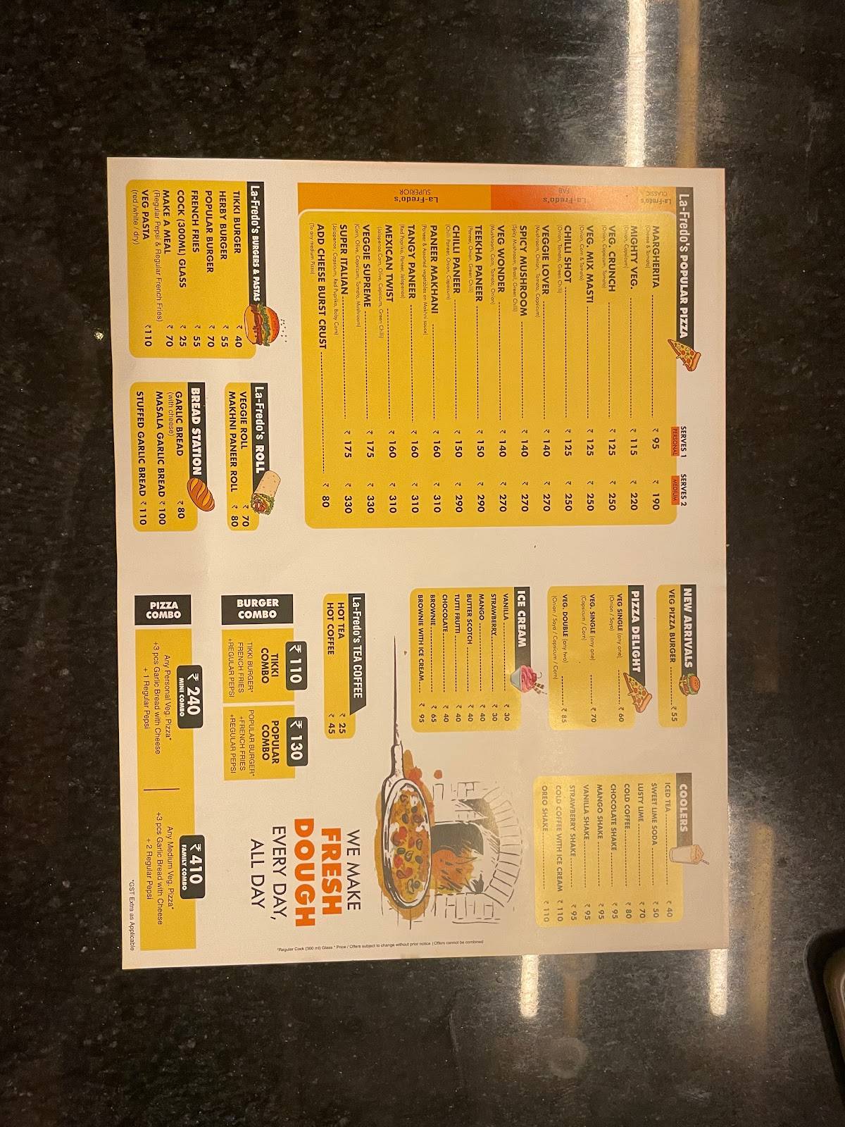 Menu at La -fredo's pizza, Bulandshahr